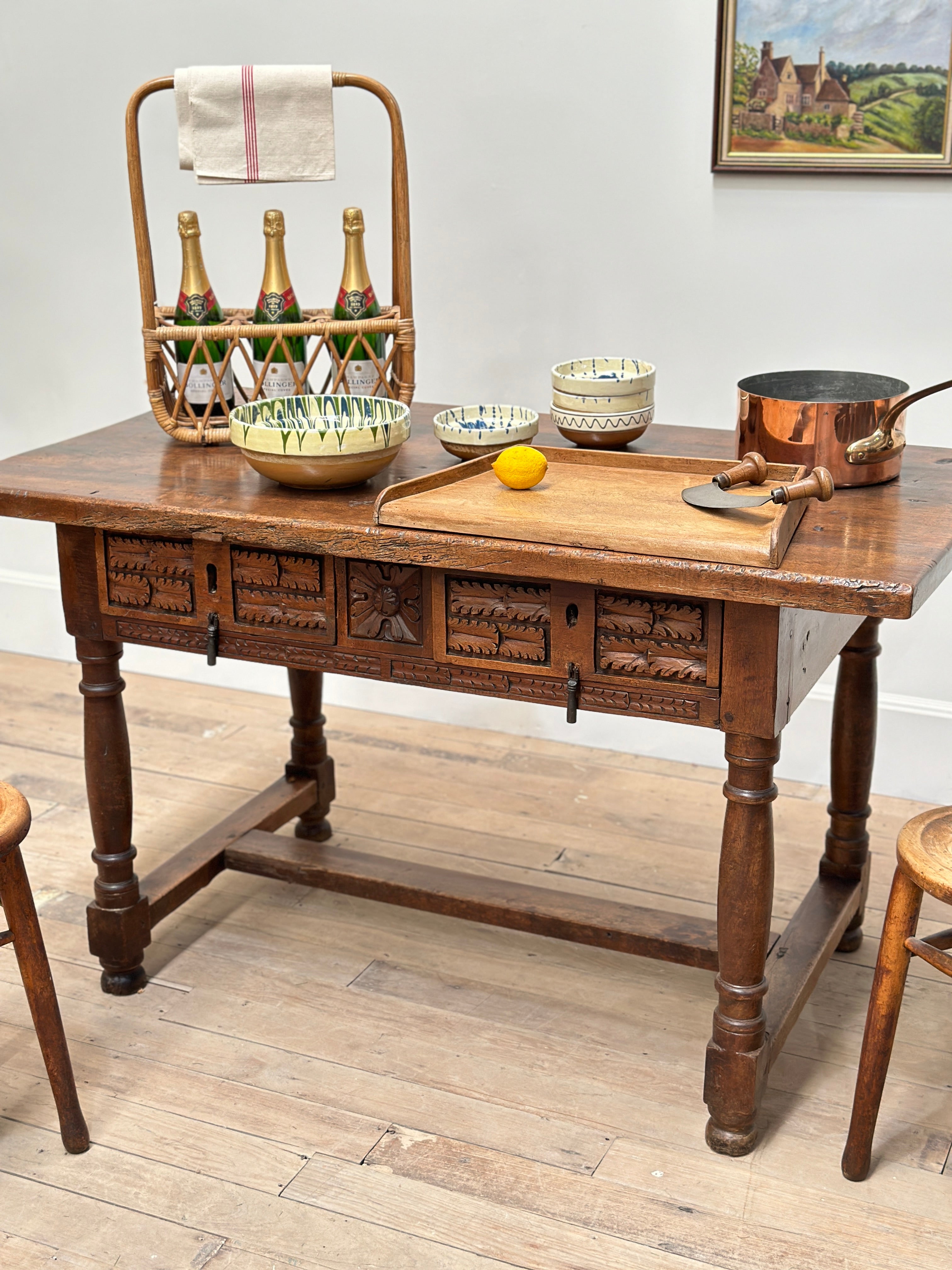 Was $5995 18th Century Spanish Colonial Preparation Table – Table & Sill